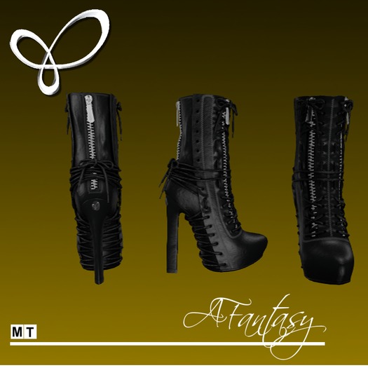 Second Life Marketplace - AFantasy Black Extreme Tied-Up Boots