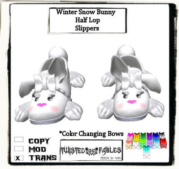 Second Life Marketplace - **TF** Winter Snow Bunny Half Lop Slippers ...
