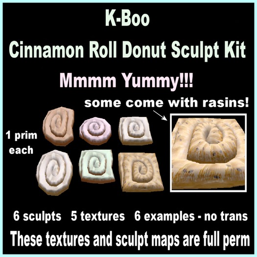 Second Life Marketplace - k-boo cinnamon roll donut sculpt kit