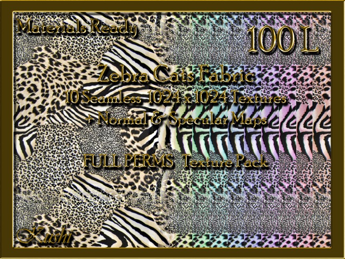 Second Life Marketplace - *Kushi* Zebra Cats Seamless Texture Pack ...