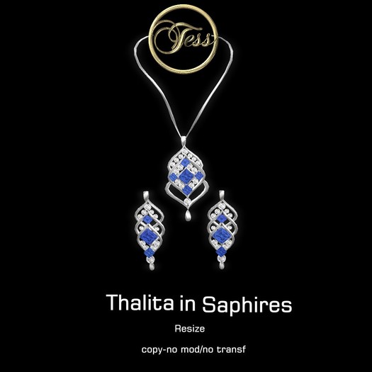 Second Life Marketplace - Tess Designs JEWELRY SET TAHLITA SAPHIRES