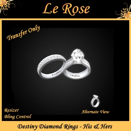 Second Life Marketplace - Destiny Diamond Wedding Rings - His & Hers