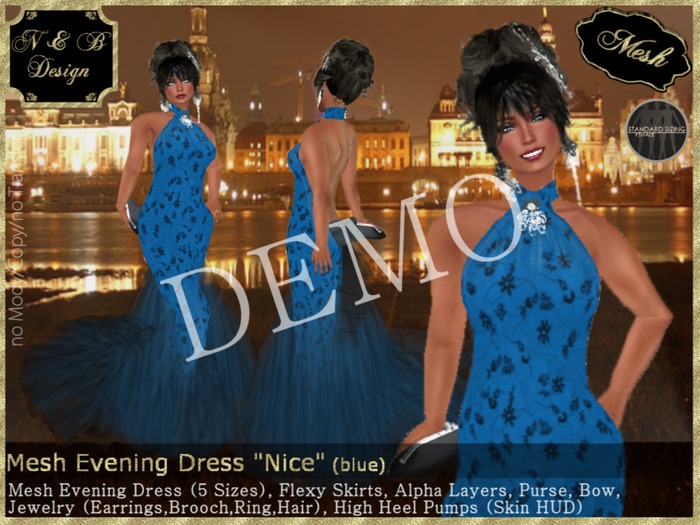 Second Life Marketplace - *N & B Design* Evening Dress "Nice" DEMO