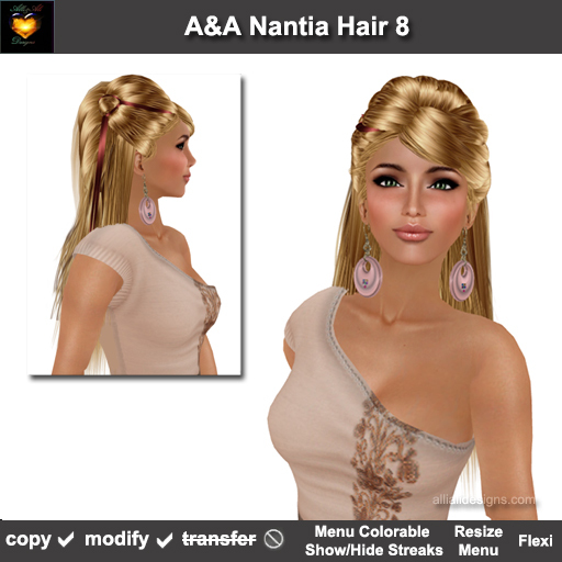Second Life Marketplace - A&A Nantia Hair Dark Blonde (Color 8). Long hair with flexi curls