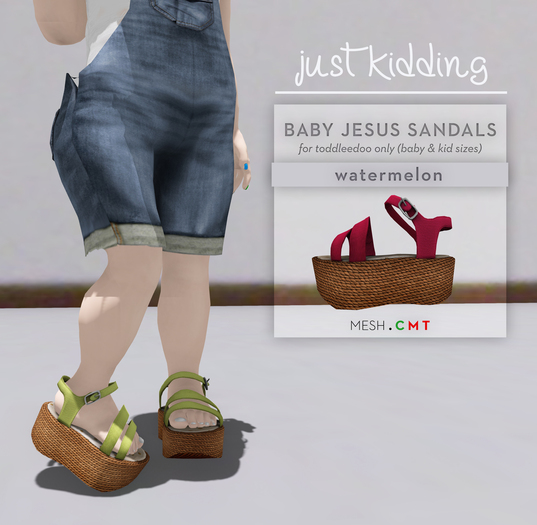 Second Life Marketplace - jk: baby jesus platform sandals - watermelon