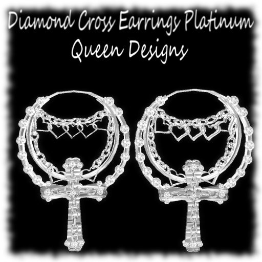 Second Life Marketplace - Diamond Cross Earrings Plat
