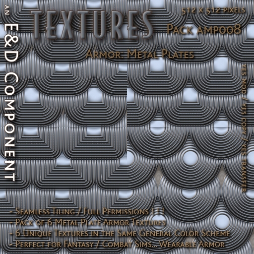 Second Life Marketplace - [AMP008] 6 Ridged Metal Scale Plate Armor ...