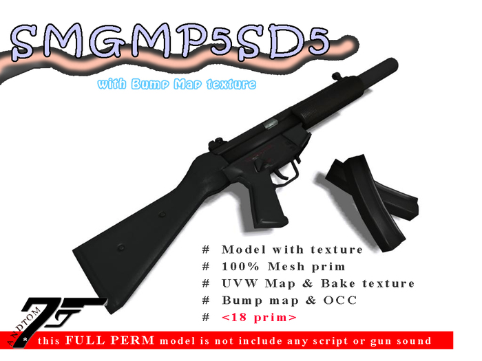 Second Life Marketplace - [Full Perm] MP5 SD5_Assault Rifle V1.0