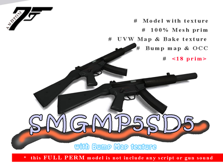 Second Life Marketplace - [Full Perm] MP5 SD5_Assault Rifle V1.0