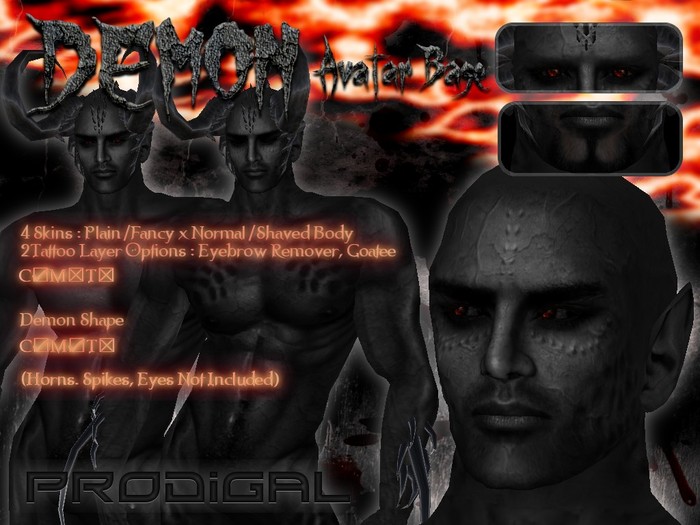 Second Life Marketplace - * Prodigal * :F: Male Demon avatar base - black