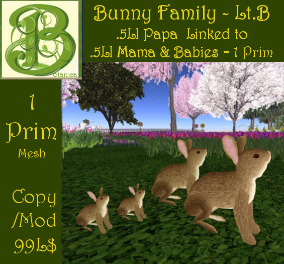 Second Life Marketplace - Light Brown Bunny Rabbit Family - 1 Prim: 2 ...