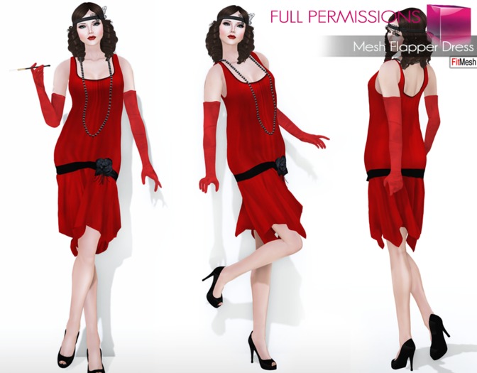 Second Life Marketplace Full Perm Fitmesh And Rigged Mesh Flapper Dress
