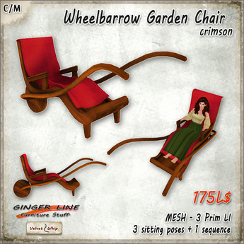 Second Life Marketplace - [Ginger Line] Wheelbarrow Garden Chair ...