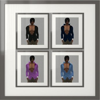 Second Life Marketplace - Men's Open Shirt in Rigged Mesh Black/DTeal ...