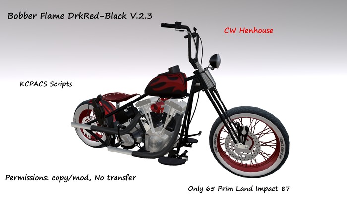 Second Life Marketplace - Bobber Flame DrkRed-Black Chopper,Bikes ...