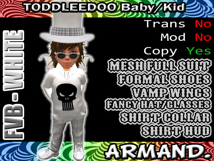 Second Life Marketplace - --ARMAND-- FANCY VAMP BOY - WHITE
