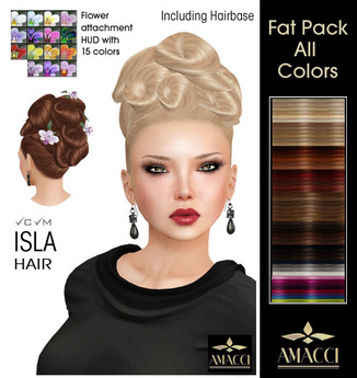 Second Life Marketplace - Amacci Hair ~ Isla - Fat Pack All Colors