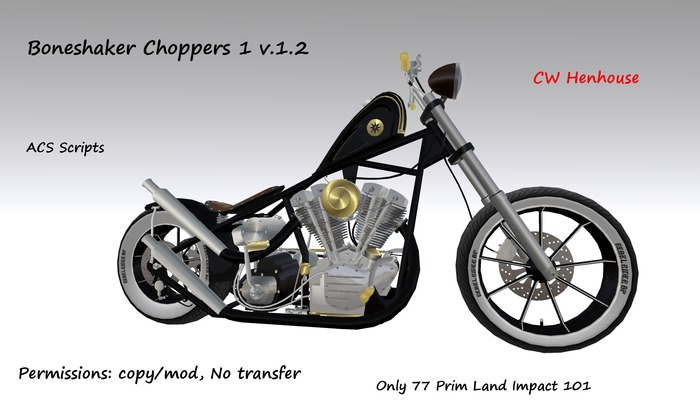 Second Life Marketplace - Boneshaker Choppers 1 v.1.2 Bikes ...