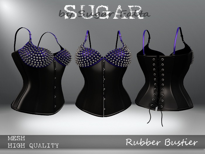 Second Life Marketplace - SUGAR - Rubber Bustier - BLUEBERRY