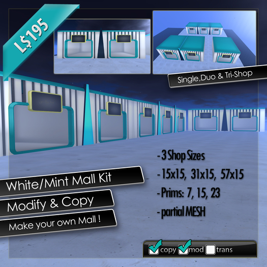 Second Life Marketplace - White Mint Mall Kit - Shops %WINTERSALE%