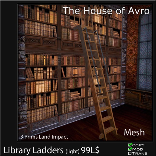 Second Life Marketplace - Library Ladders Light Version - Mesh - 3 ...