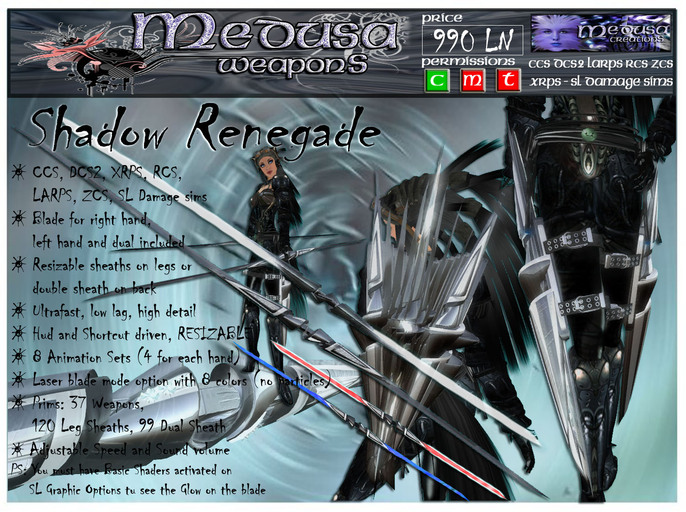 Second Life Marketplace - ~ Medusa Weapons ~ Shadow Renegade (Boxed)