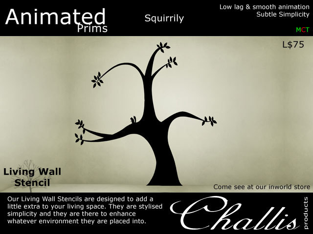 Second Life Marketplace - (Challis) Living Wall Stencil / Decal - Squirrel