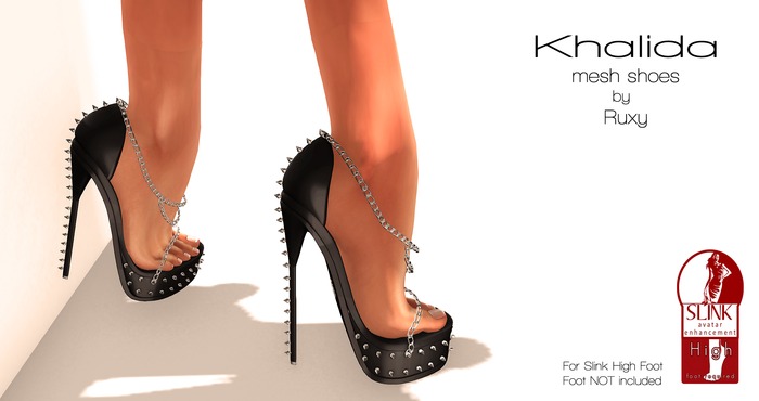 Second Life Marketplace - Ruxy-Khalida Mesh Shoes black silver