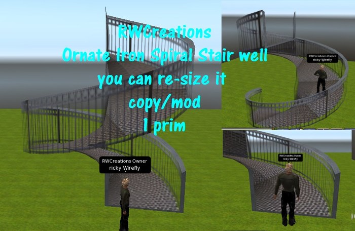Second Life Marketplace - Ornate Iron Spiral Stair well you can re-size ...
