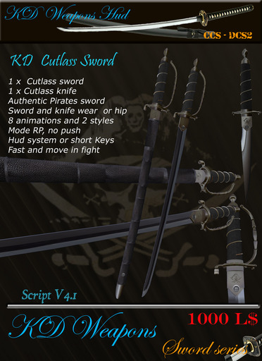 Second Life Marketplace - KD ~ BOX Cutlass Sword V4.1 - pirate melee ...