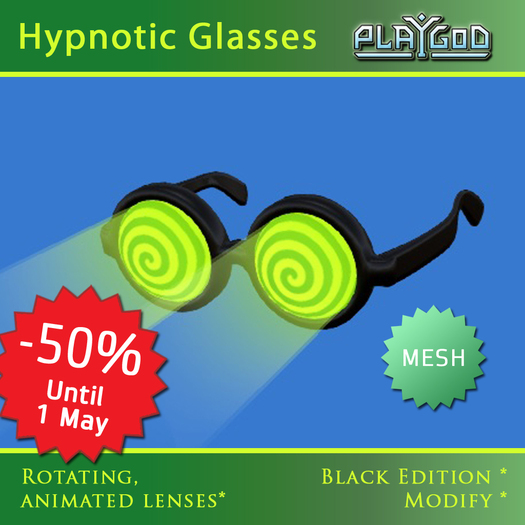 Second Life Marketplace - -PlayGod Design- Hypnotic Glasses Black