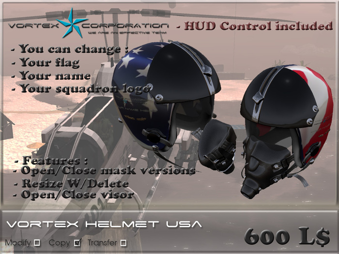 Second Life Marketplace - Vortex Pilot helmet - USA