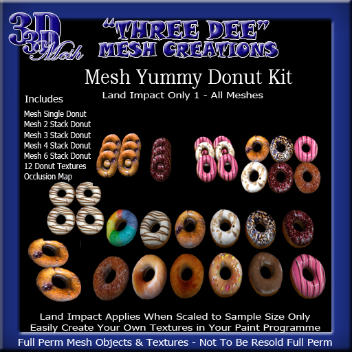 Second Life Marketplace - TD Mesh Yummy Donut Kit
