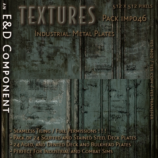 Second Life Marketplace - [IMP046] 24 Scuffed and Dented Steel Wall and ...