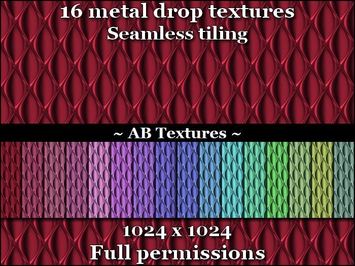 Second Life Marketplace - 16 metal drop textures 1024x1024 Seamless ...