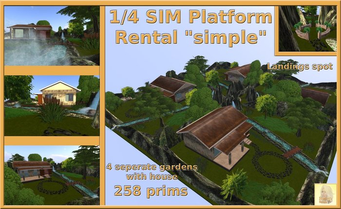 Second Life Marketplace - 1/4 SIM platform with 4 rentals "simple"
