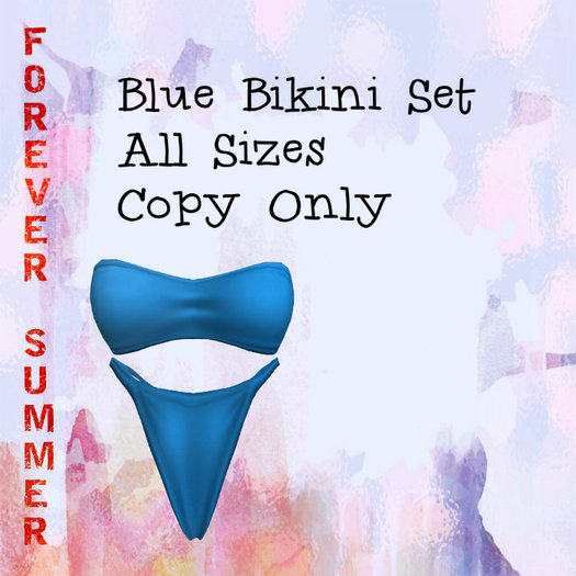 Second Life Marketplace Forever Summer Blue Strapless Bikini Set 5sizes