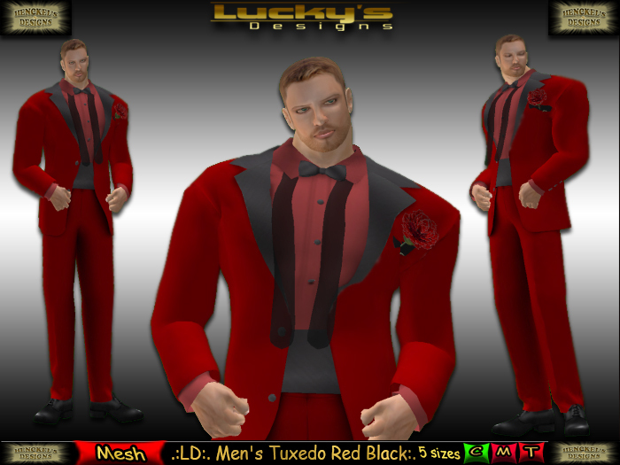 Second Life Marketplace - .:LD:. Men's Tuxedo Red Black:.