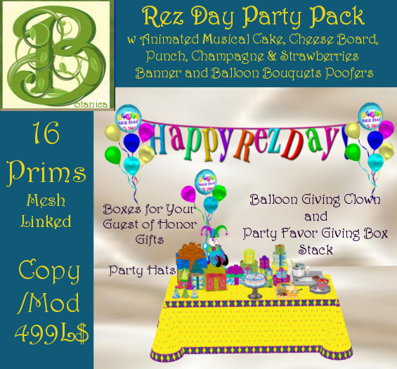 Second Life Marketplace - Deluxe Happy Rez Day Party Packs Mesh - 16 ...