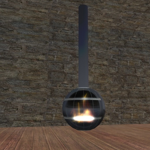 Second Life Marketplace - Hanging Fireplace - Dark Stainless Steel