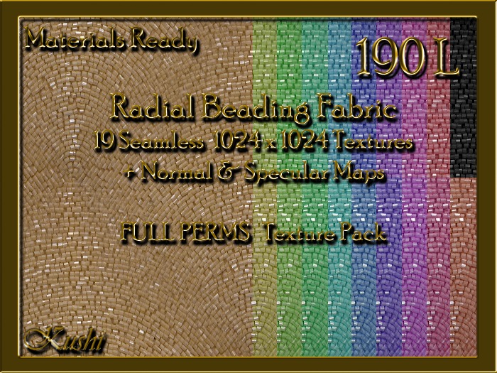 Second Life Marketplace - *Kushi* Radial Beading Seamless Textures ...