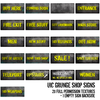 Second Life Marketplace - UIC Grunge Shop Signs Textures