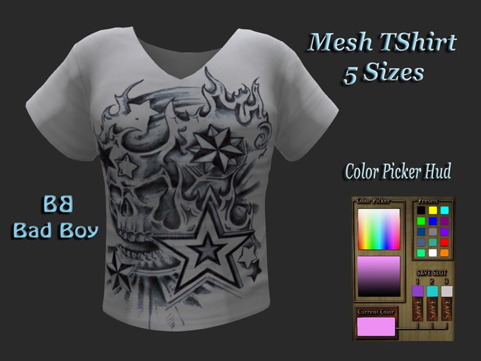 Second Life Marketplace - Bad Boy Skull 7 Rigged Mesh T-shirt,Tee with ...