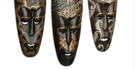 Second Life Marketplace - Ceremonial Wood Masks - CUTOUT Hang on Wall