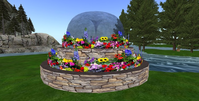 Second Life Marketplace - Colorful spring flowers/2 tier with fountain