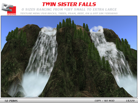 Second Life Marketplace - DC Designs - Twin Sister Falls. Multi Texture ...