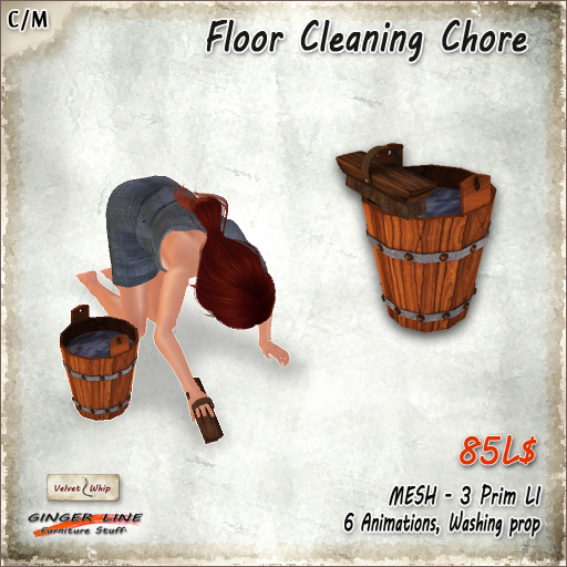 Second Life Marketplace - [Ginger Line] Floor Cleaning Chore - 3 LI, 6 ...