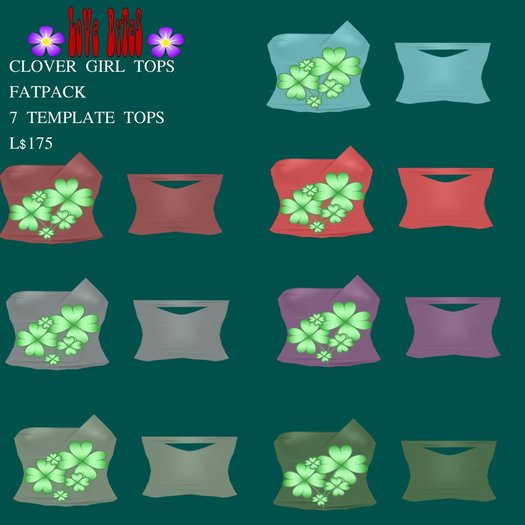 Second Life Marketplace - Tantalizing Textures-Clover Girl Tops Fat-Pack