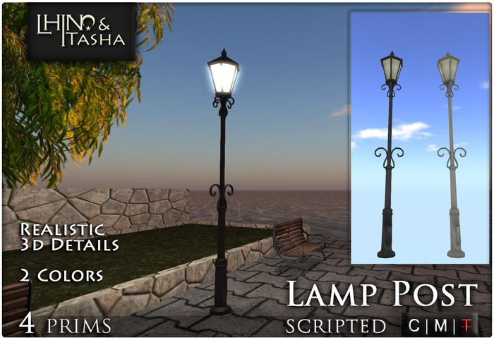 Second Life Marketplace - [L&T] - Lamp Post (Scripted, 3D Realistic ...