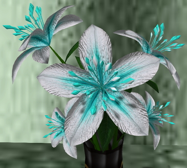 Second Life Marketplace - LW_ Vase of Lilies Cyan